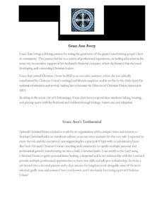 Grace Ann Avery – Bio and Testimony | Baugher Group, LLC.